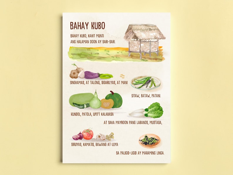 Printable Bahay Kubo Filipino Song Poster for Toddlers and Kids ...