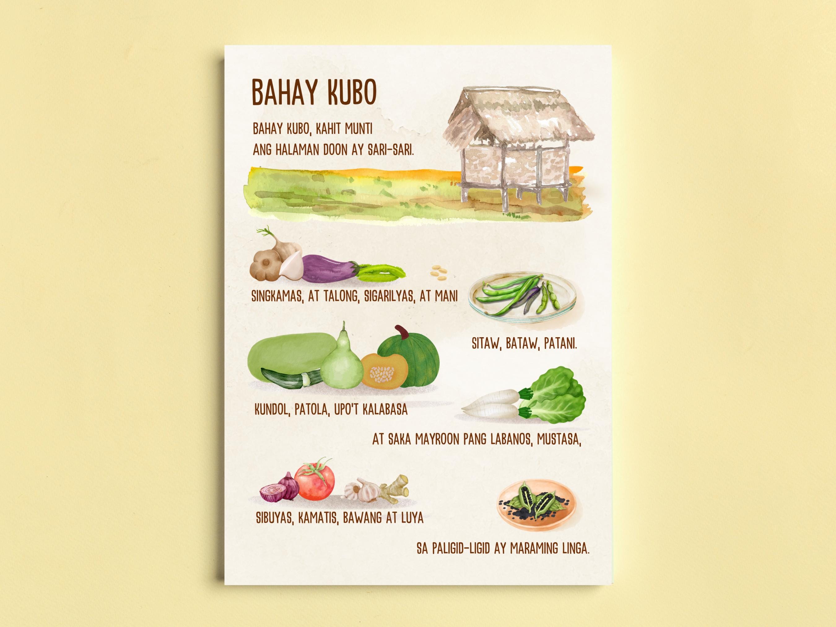 Printable Bahay Kubo Filipino Song Poster for Toddlers and Kids ...