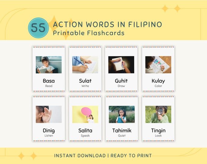 Filipino Printable Flashcards for Toddlers and Kids | Learn Tagalog ...