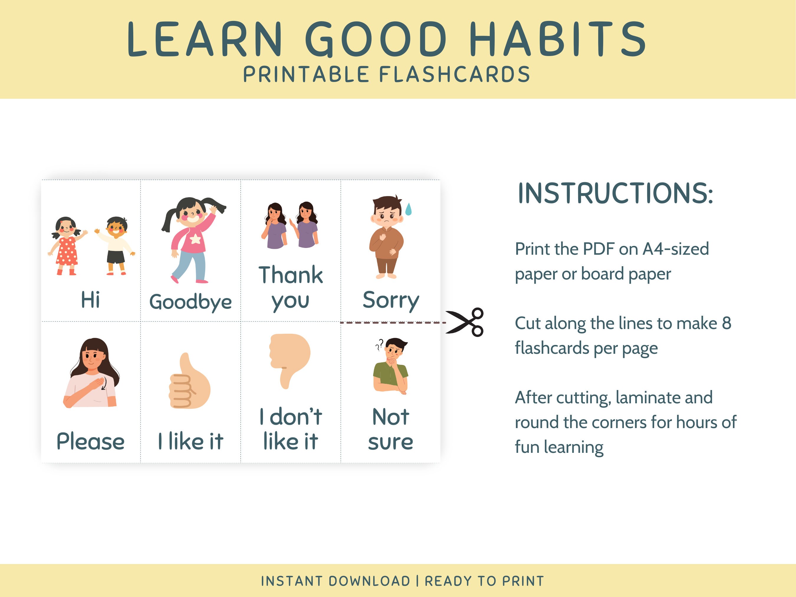 Printable Communication Flashcards for Toddlers, Kids & Adults, Autism ...