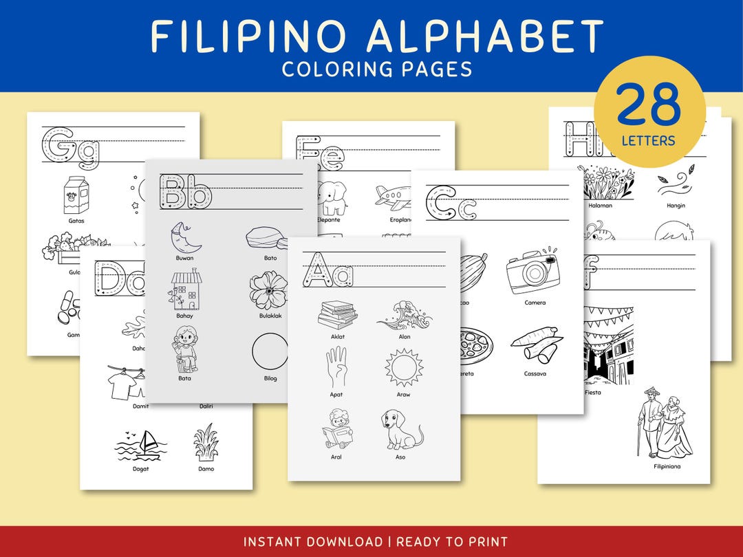 Printable Filipino Alphabet Coloring Book for Toddlers and Kids Learn ...