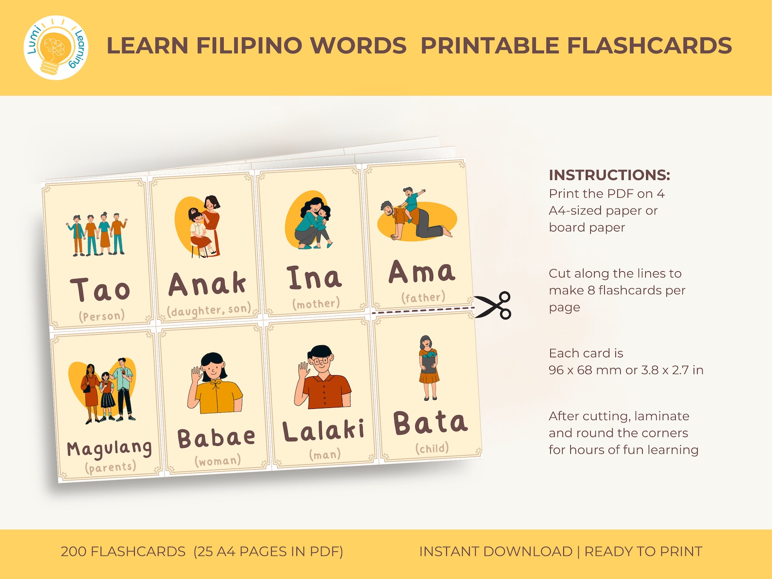 Filipino Printable Flashcards for Toddlers and Kids | Learn Tagalog ...