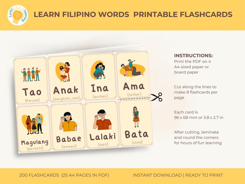 Filipino Printable Flashcards for Toddlers and Kids | Learn Tagalog ...