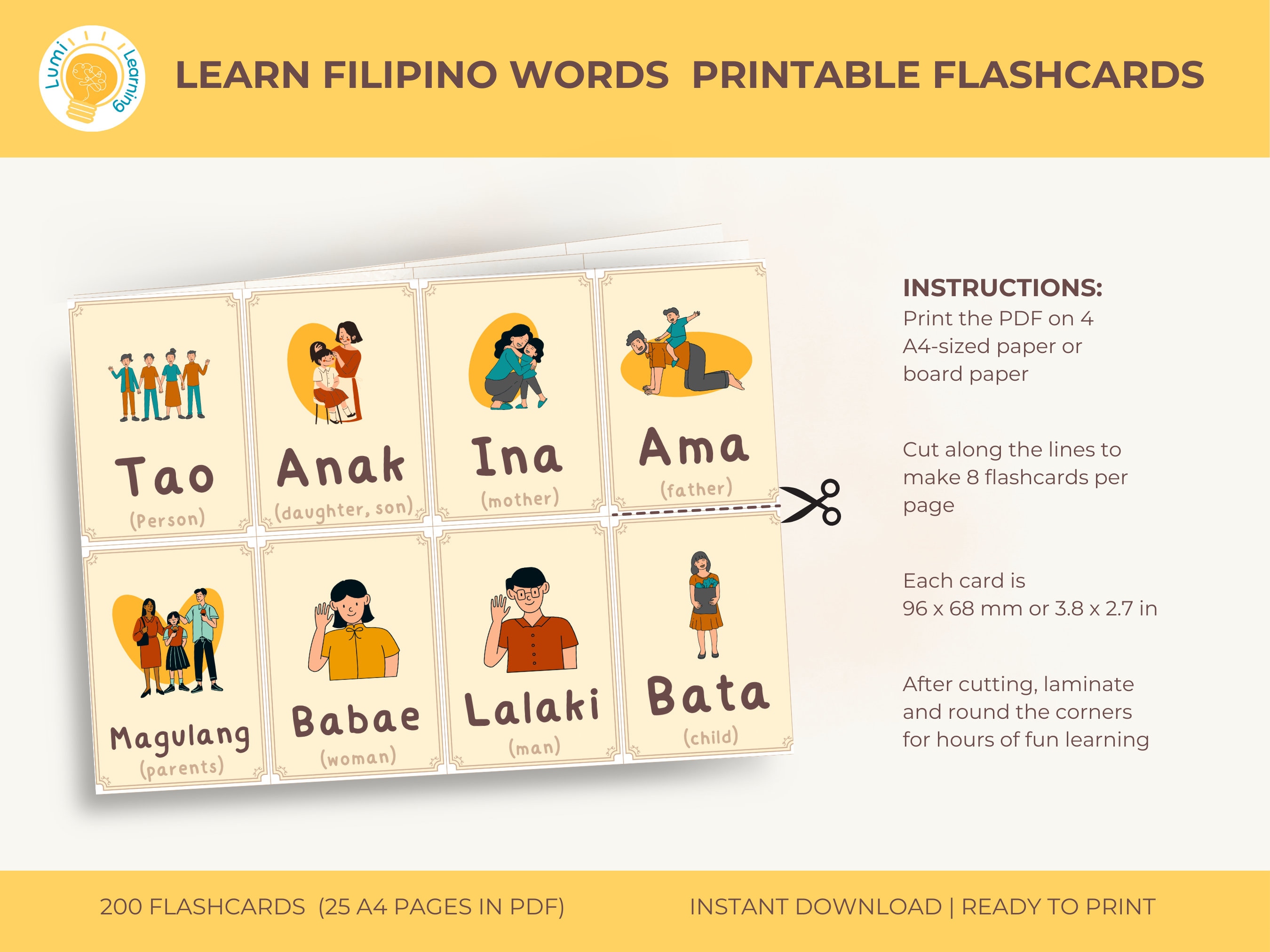 Filipino Printable Flashcards for Toddlers and Kids | Learn Tagalog ...