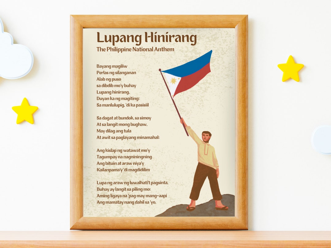 Lupang Hinirang Printable Poster for Toddlers and Kids, Bayang Magiliw ...