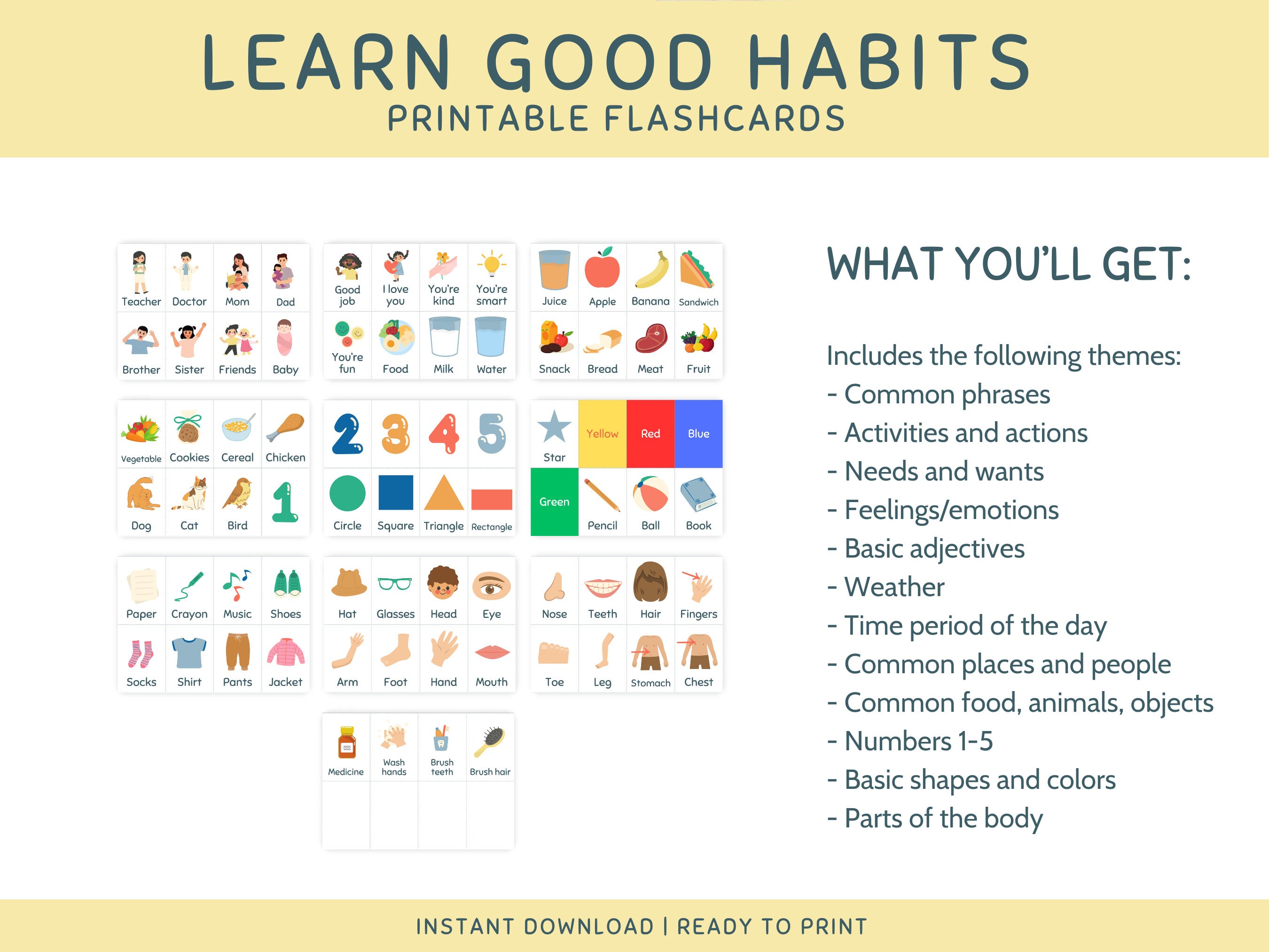 Printable Communication Flashcards for Toddlers, Kids & Adults, Autism ...