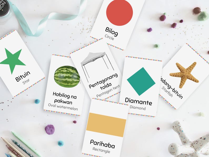 Filipino Shapes Printable Flashcards for Toddlers and Kids, Filipino ...
