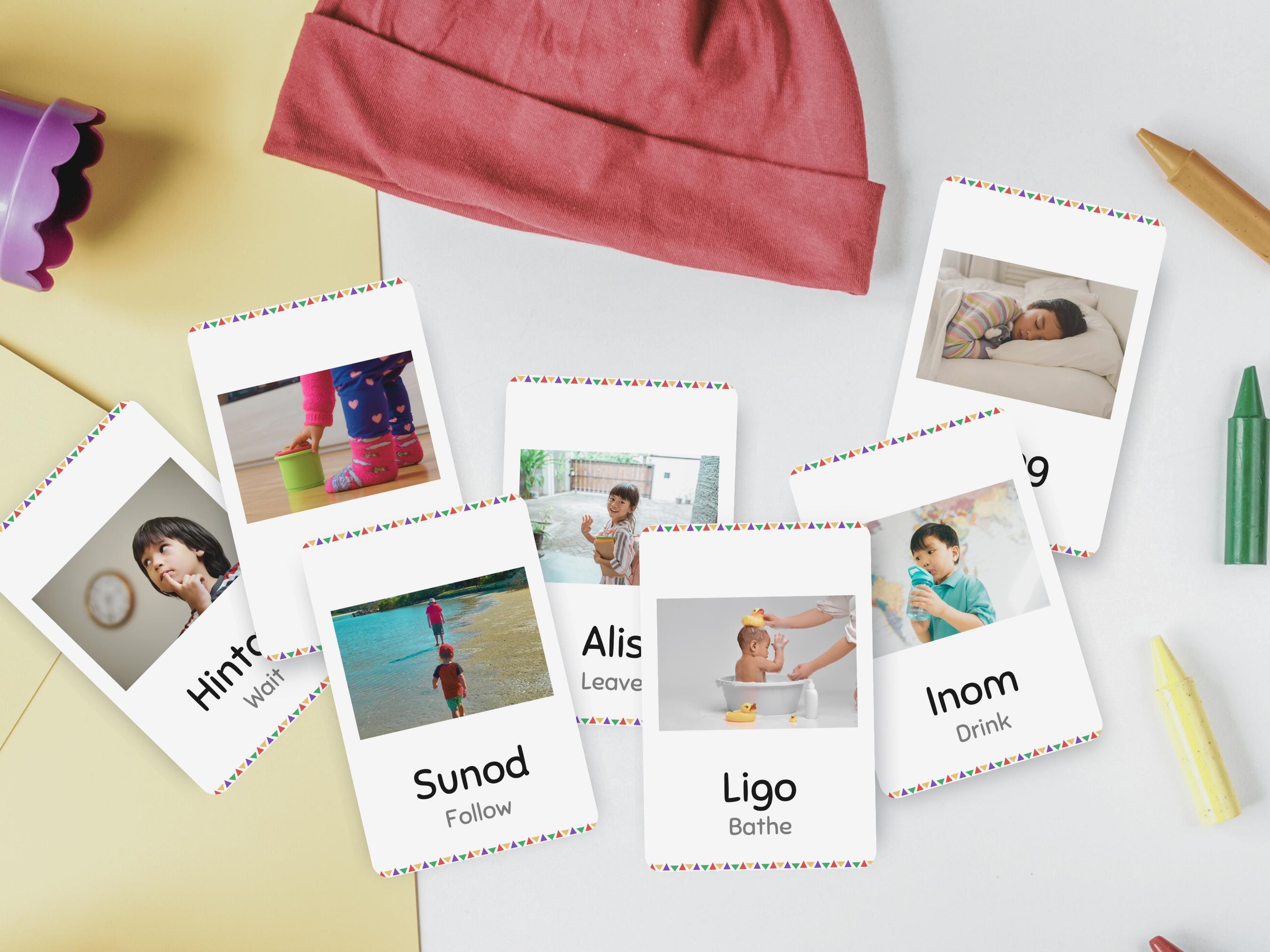 Filipino Action Words Verbs Printable Flashcards for Toddlers & Kids ...