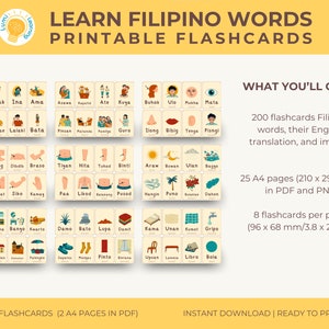 Filipino Printable Flashcards for Toddlers and Kids | Learn Tagalog ...