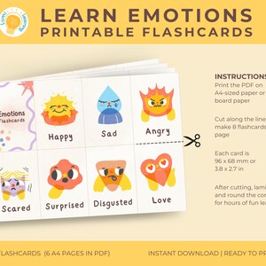 Emotions Printable Flashcards for Toddlers and Kids Feelings Flash ...