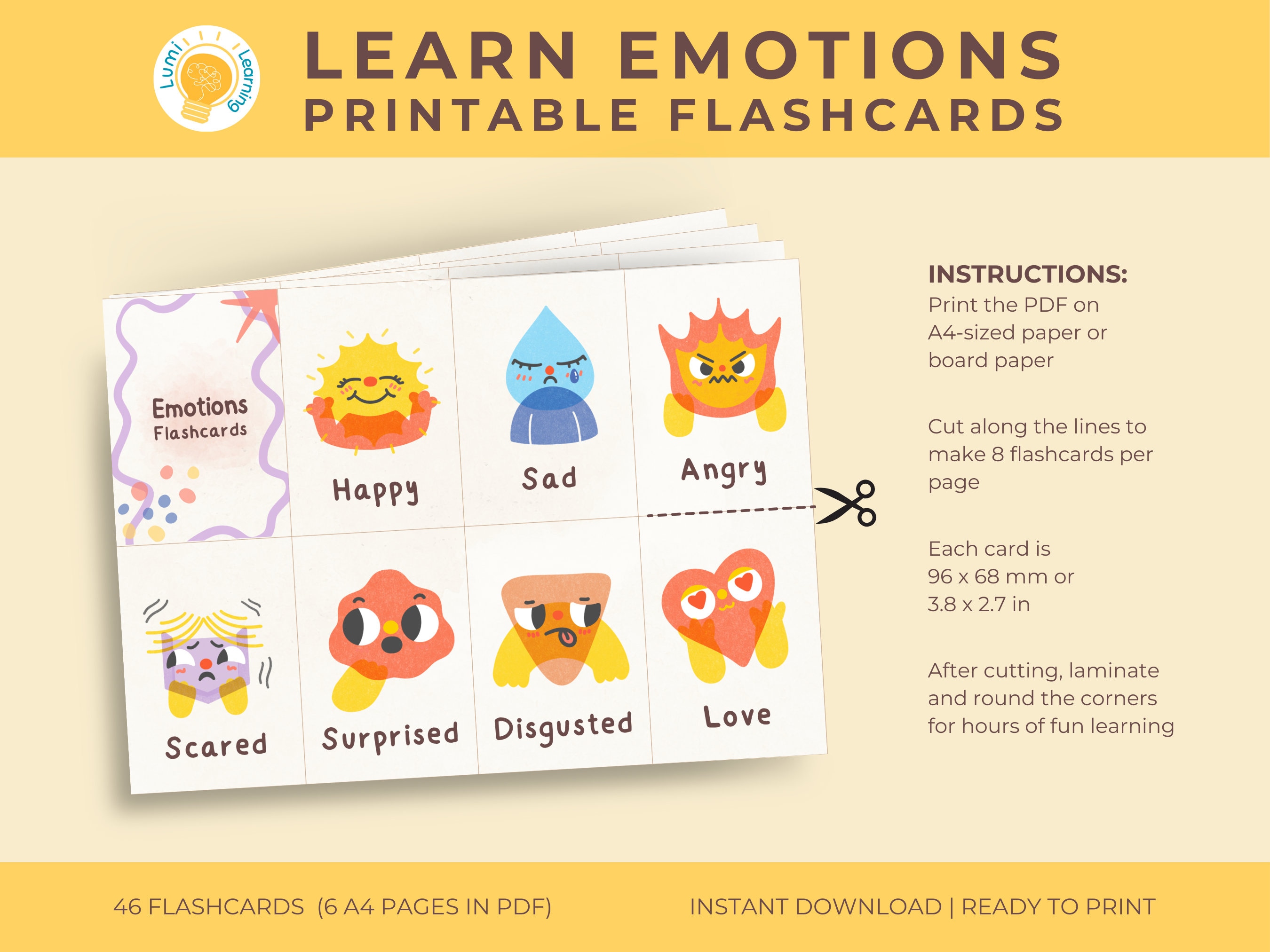 Emotions Printable Flashcards for Toddlers and Kids Feelings Flash ...