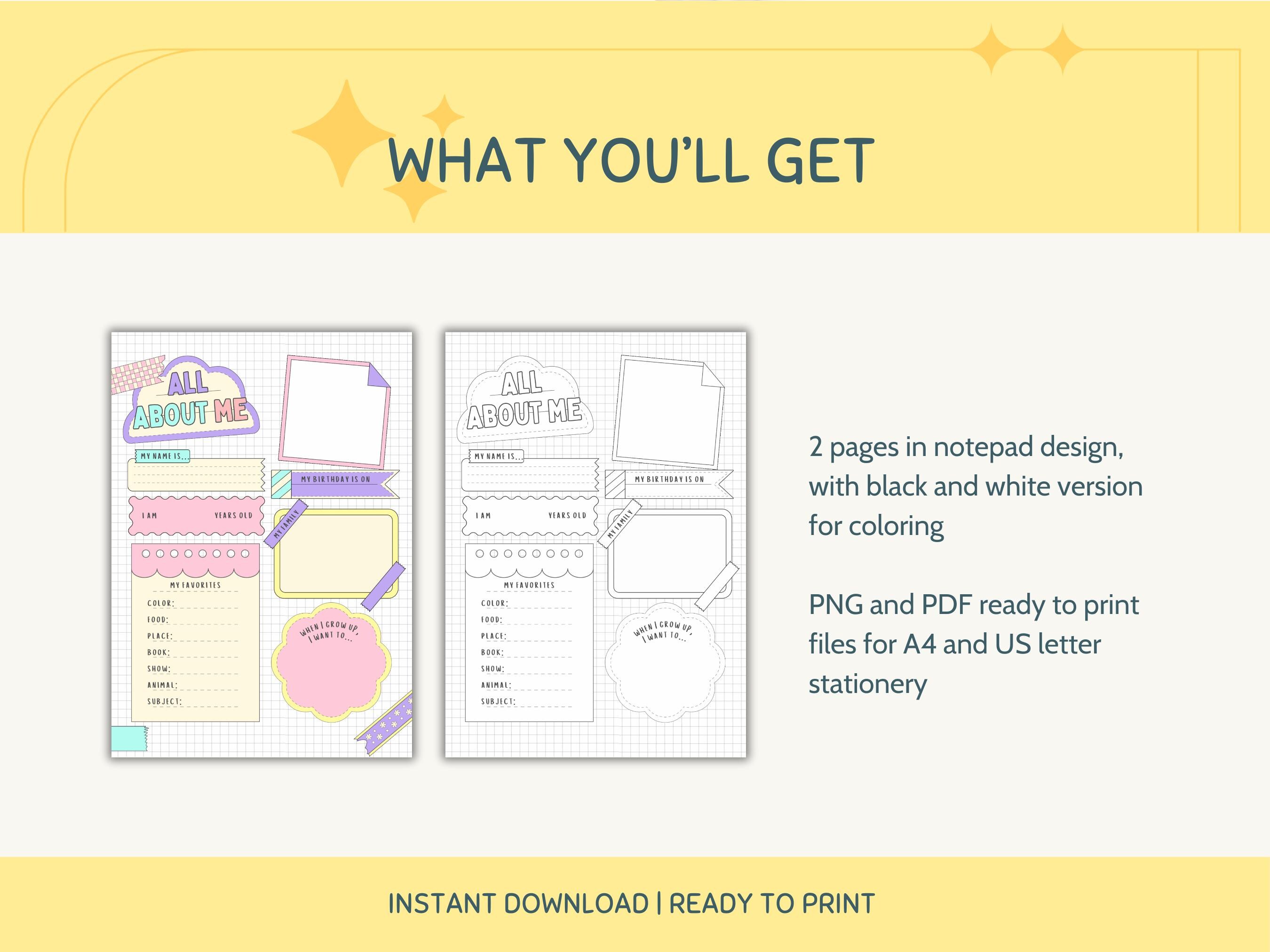 All About Me for Kids Back to School Activity Sheet Get to Know Me ...