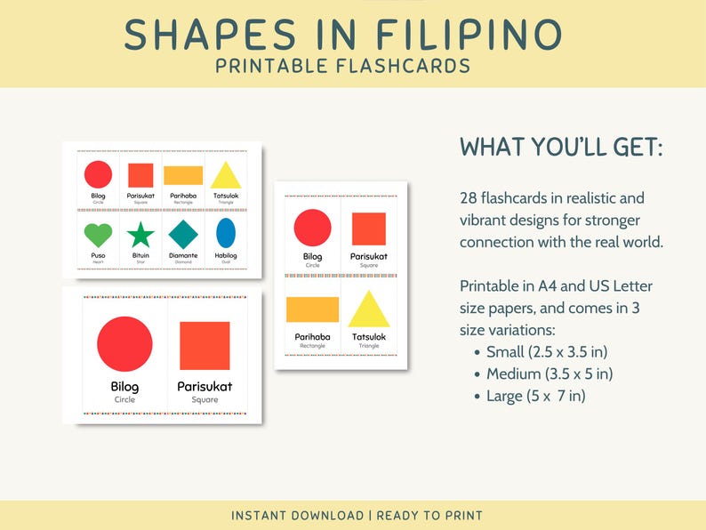 Filipino Shapes Printable Flashcards for Toddlers and Kids, Filipino ...