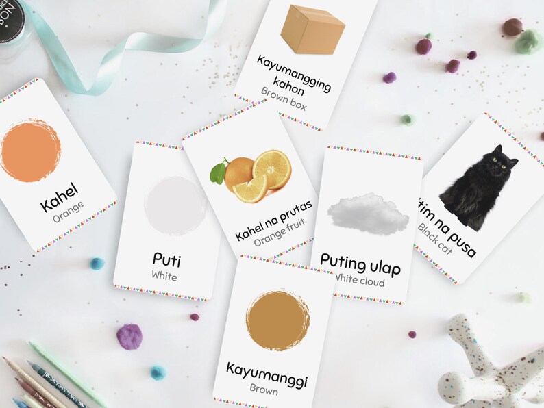 Filipino Colors Printable Flashcards for Toddlers and Kids, Filipino ...