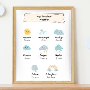 Printable Weather Poster in Filipino for Toddlers and Kids, Educational ...