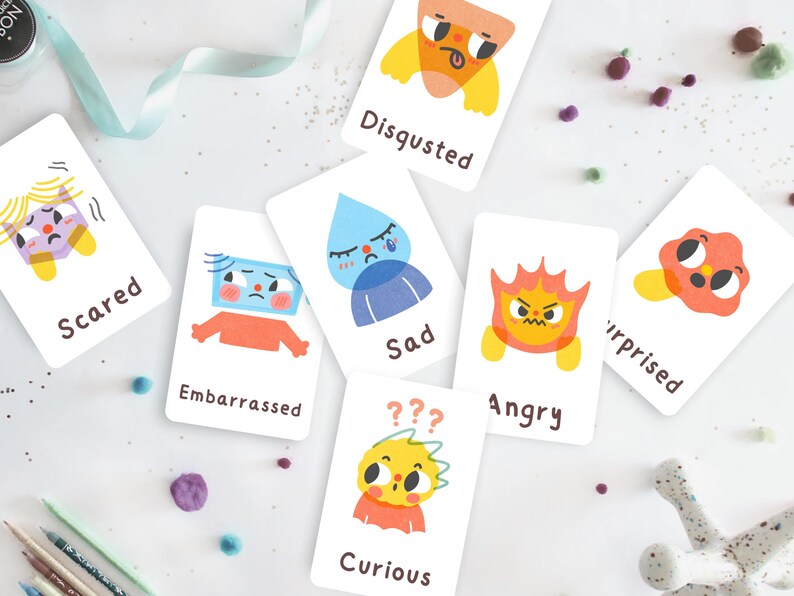 Emotions Printable Flashcards for Toddlers and Kids, Feelings Flash ...