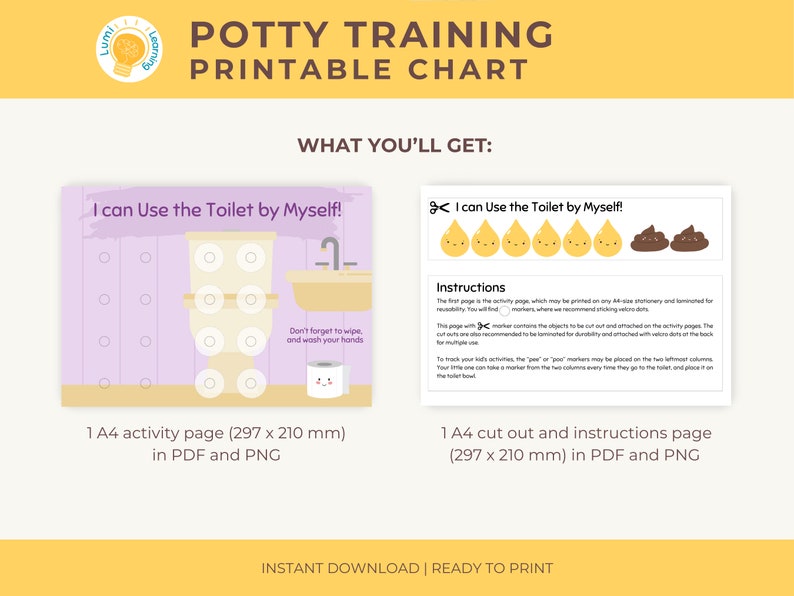 Printable Potty Training Chart for Kids and Toddlers Daily Sticker ...