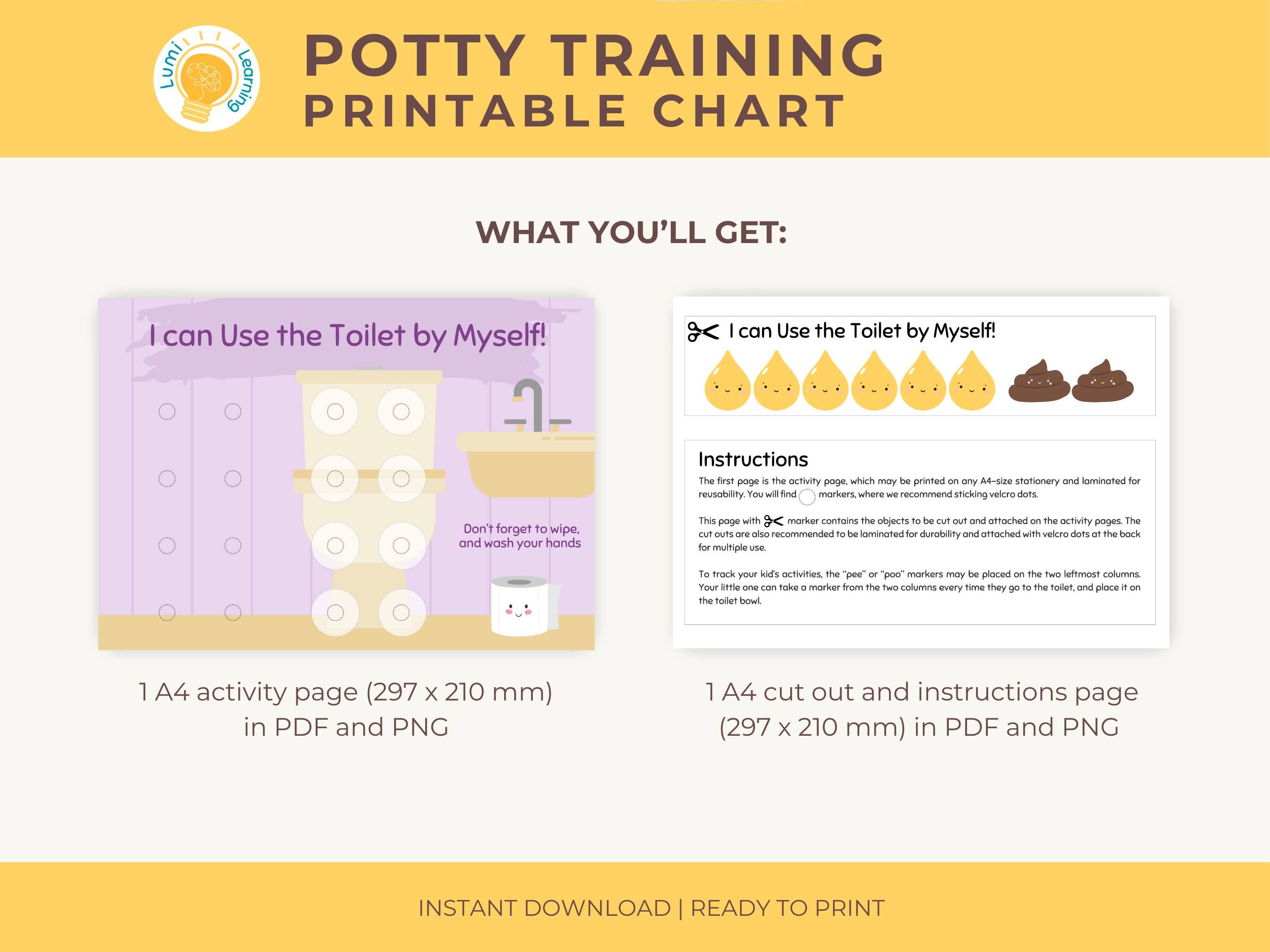 Potty Training Chart for Kids Daily Potty Reward Chart for Bathroom ...