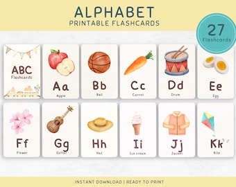 Alphabet Flash Cards for Toddlers | Printable Download - Etsy