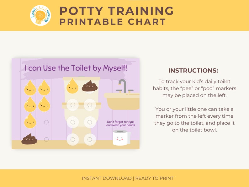 Printable Potty Training Chart for Kids and Toddlers Daily Sticker ...
