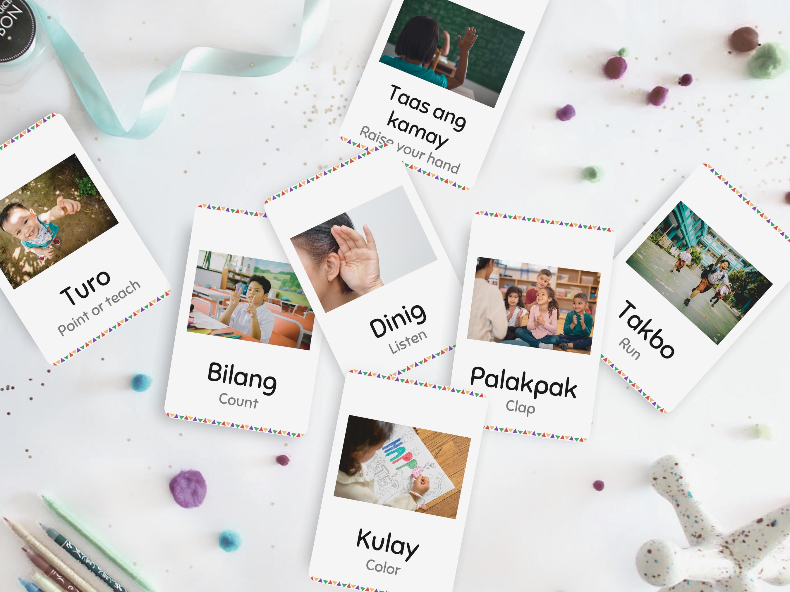 Filipino Action Words Verbs Printable Flashcards for Toddlers & Kids ...