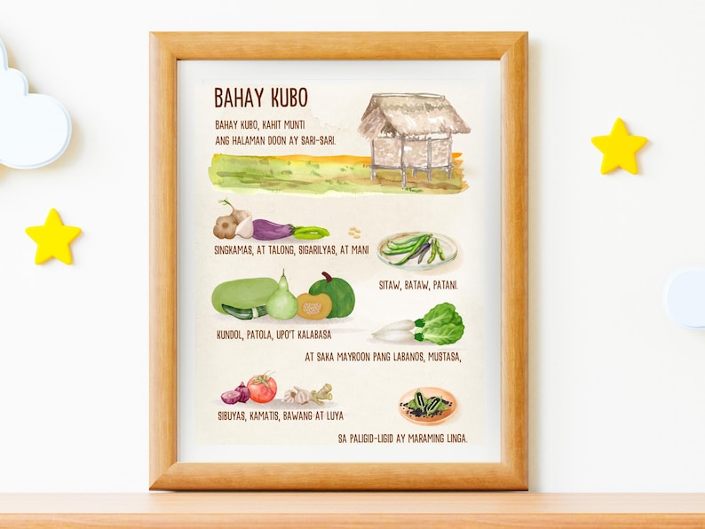 Printable Bahay Kubo Filipino Song Poster for Toddlers and Kids ...