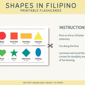 Filipino Shapes Printable Flashcards for Toddlers and Kids, Filipino ...