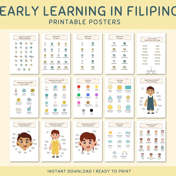 Basic Filipino Words 64 Cards Flashcards Tagalog Flashcards With ...