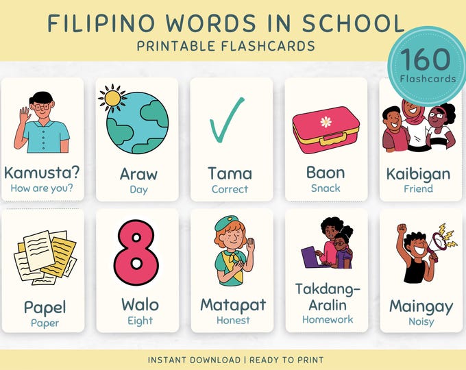 Filipino Printable Flashcards for Toddlers and Kids | Learn Tagalog ...