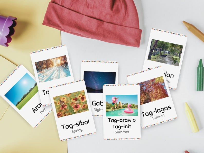 Filipino Weather Printable Flashcards for Toddlers & Kids, Seasons and ...