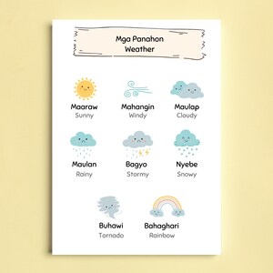 Printable Weather Poster in Filipino for Toddlers and Kids, Educational ...