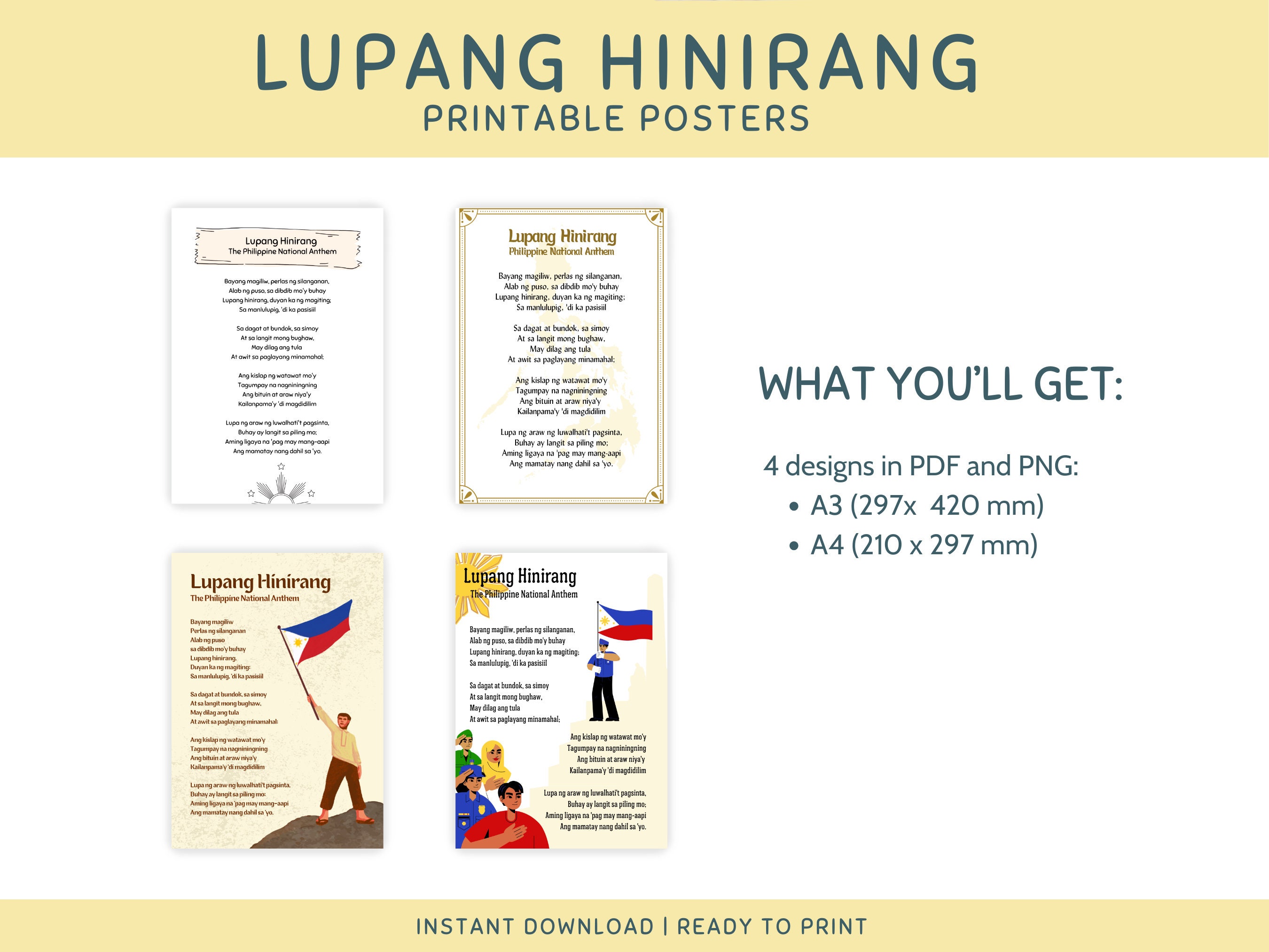 Lupang Hinirang Printable Poster for Toddlers and Kids, Bayang Magiliw ...
