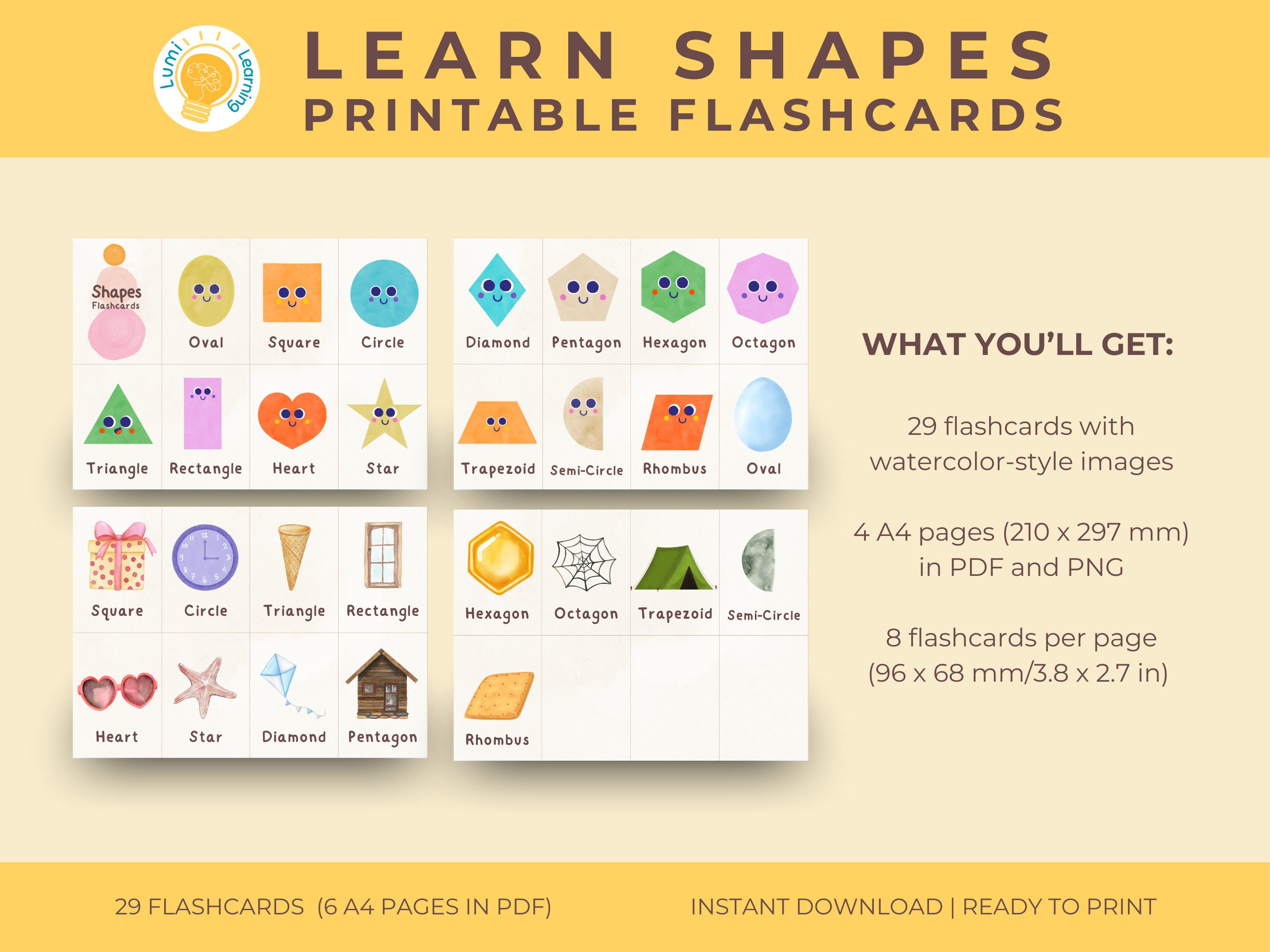 Shapes Printable Flashcards for Toddlers and Kids | Learn Geometry ...