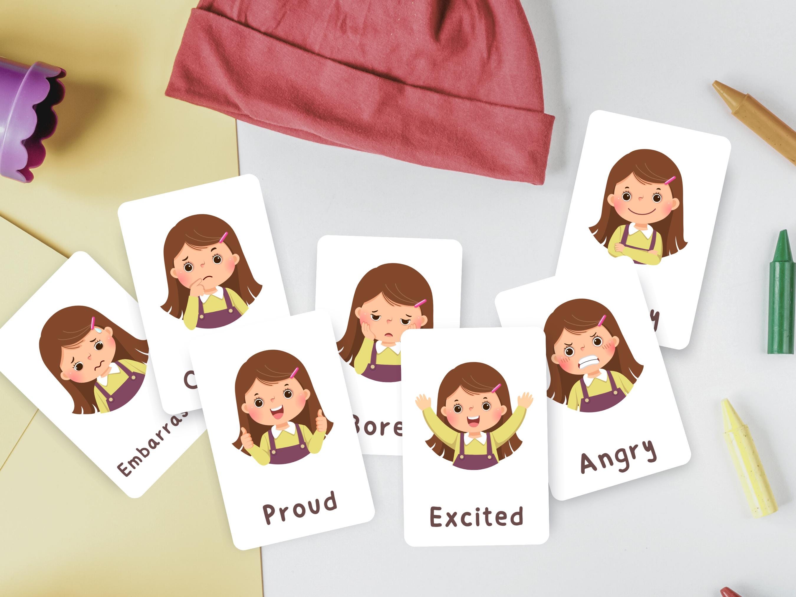 Emotions Printable Flashcards for Toddlers and Kids, Feelings Flash ...