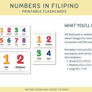Filipino Numbers Printable Flashcards for Toddlers and Kids, Counting ...