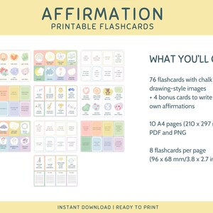 Printable Affirmation Flashcards for Kids, Positive Words of ...