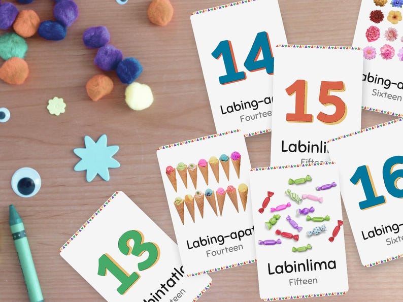 Filipino Numbers Printable Flashcards for Toddlers and Kids, Counting ...