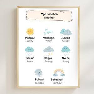 Printable Weather Poster in Filipino for Toddlers and Kids, Educational ...