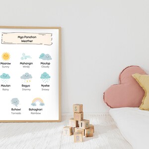 Printable Weather Poster in Filipino for Toddlers and Kids, Educational ...