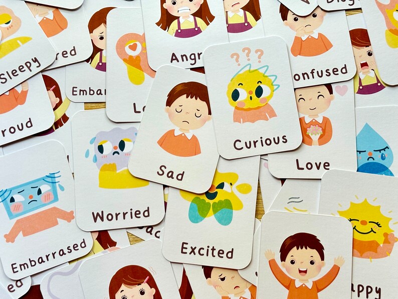 Emotions Printable Flashcards for Toddlers and Kids, Feelings Flash ...