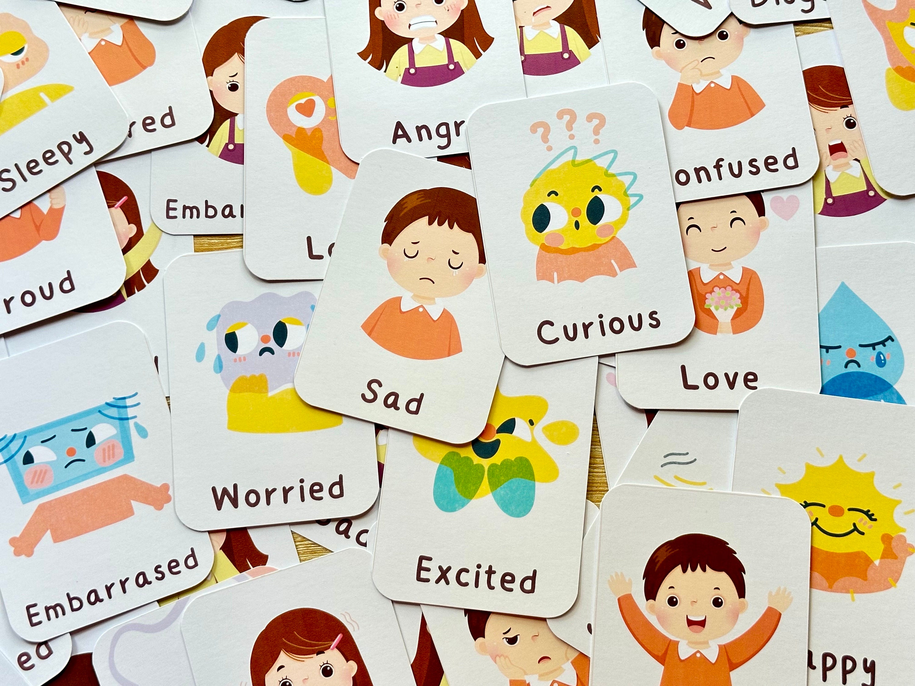 Emotions Printable Flashcards for Toddlers and Kids, Feelings Flash ...