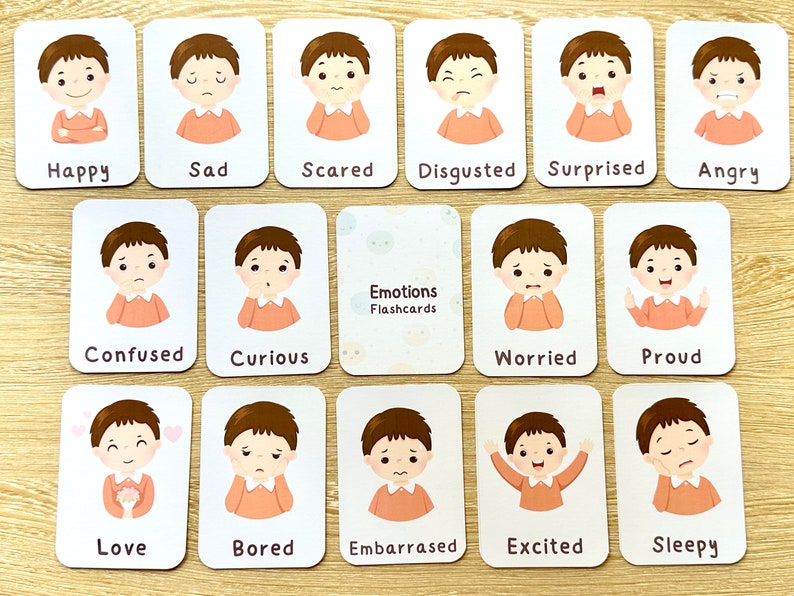 Emotions Printable Flashcards for Toddlers and Kids Feelings Flash ...
