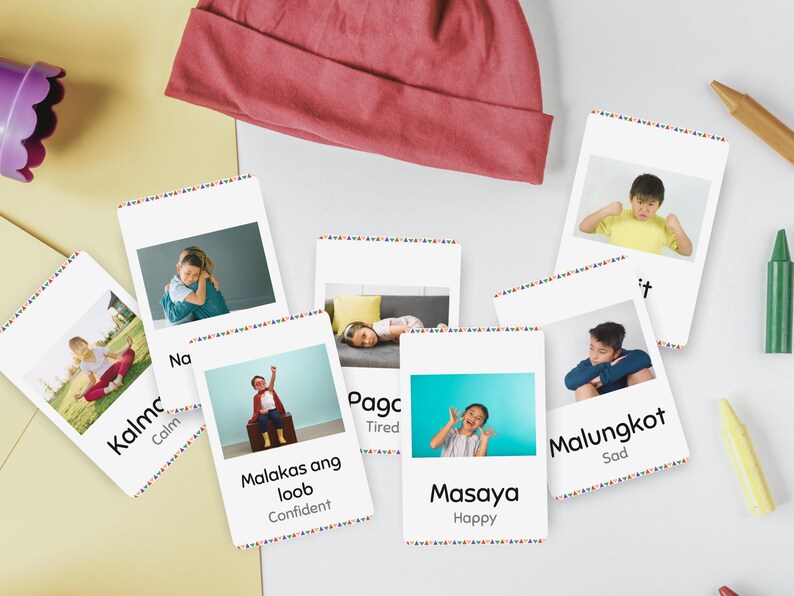 Filipino Emotions and Feelings Printable Flashcards for Toddlers & Kids ...