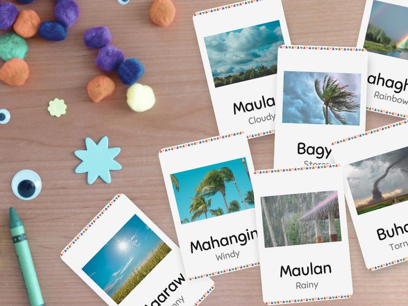 Filipino Weather Printable Flashcards for Toddlers & Kids, Seasons and ...