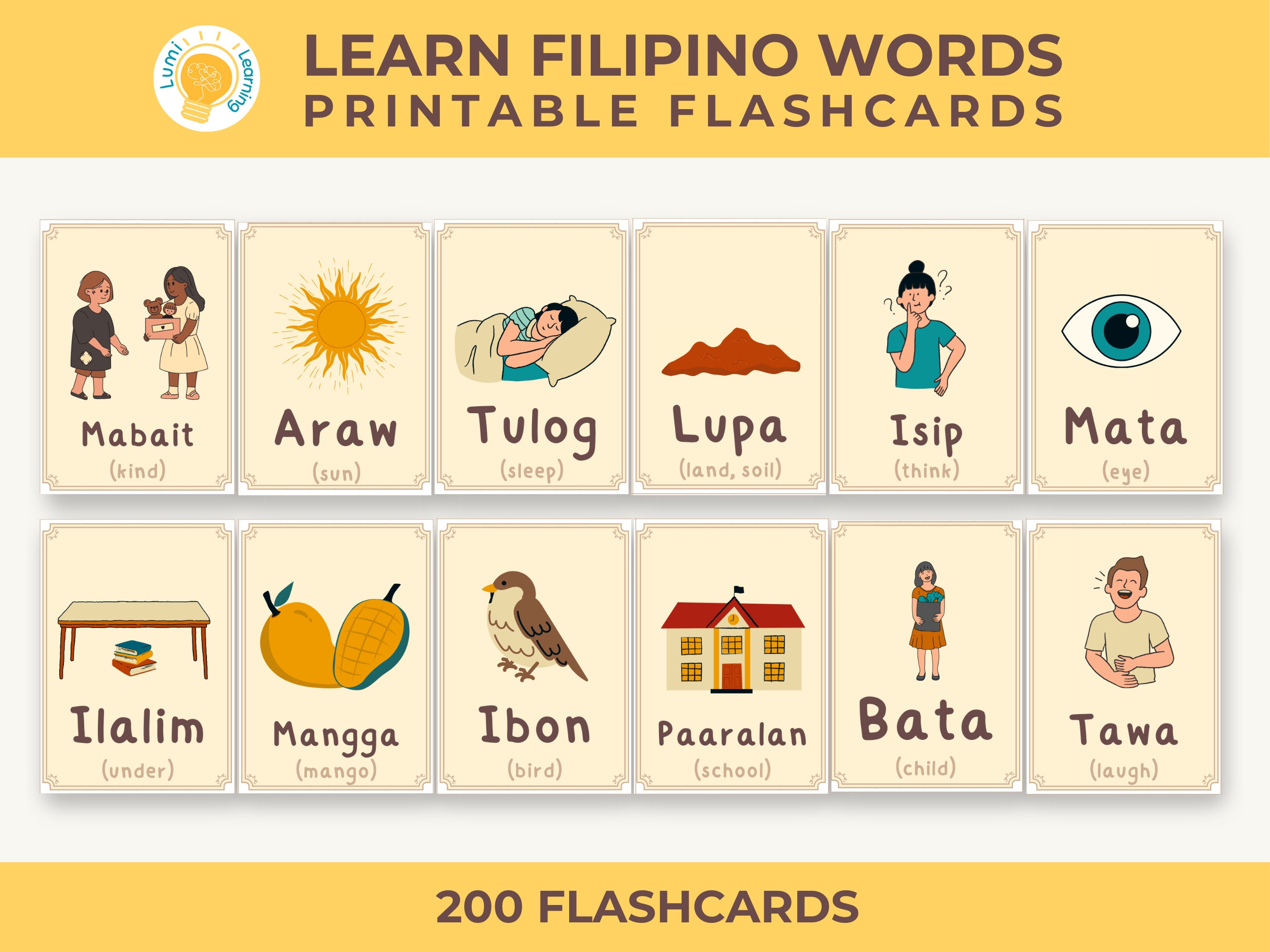 Filipino Printable Flashcards for Toddlers and Kids | Learn Tagalog ...