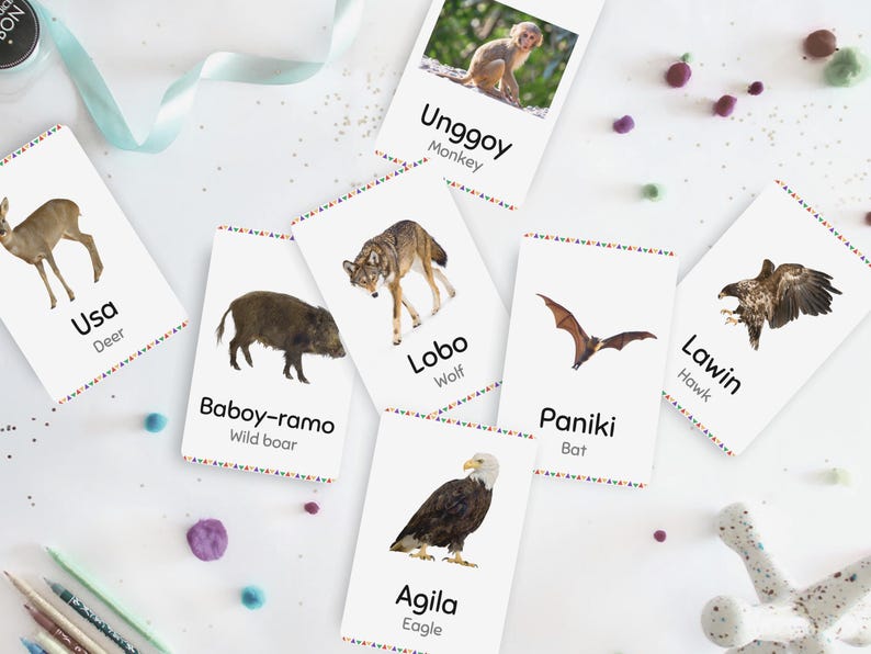Filipino Animals Flashcards for Kids Printable Flashcards in Tagalog ...