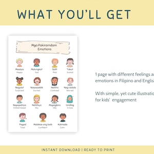 Printable Emotions Poster in Filipino for Toddlers and Kids Educational ...