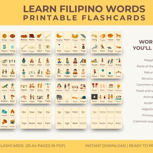 Filipino Printable Flashcards for Toddlers and Kids | Learn Tagalog ...