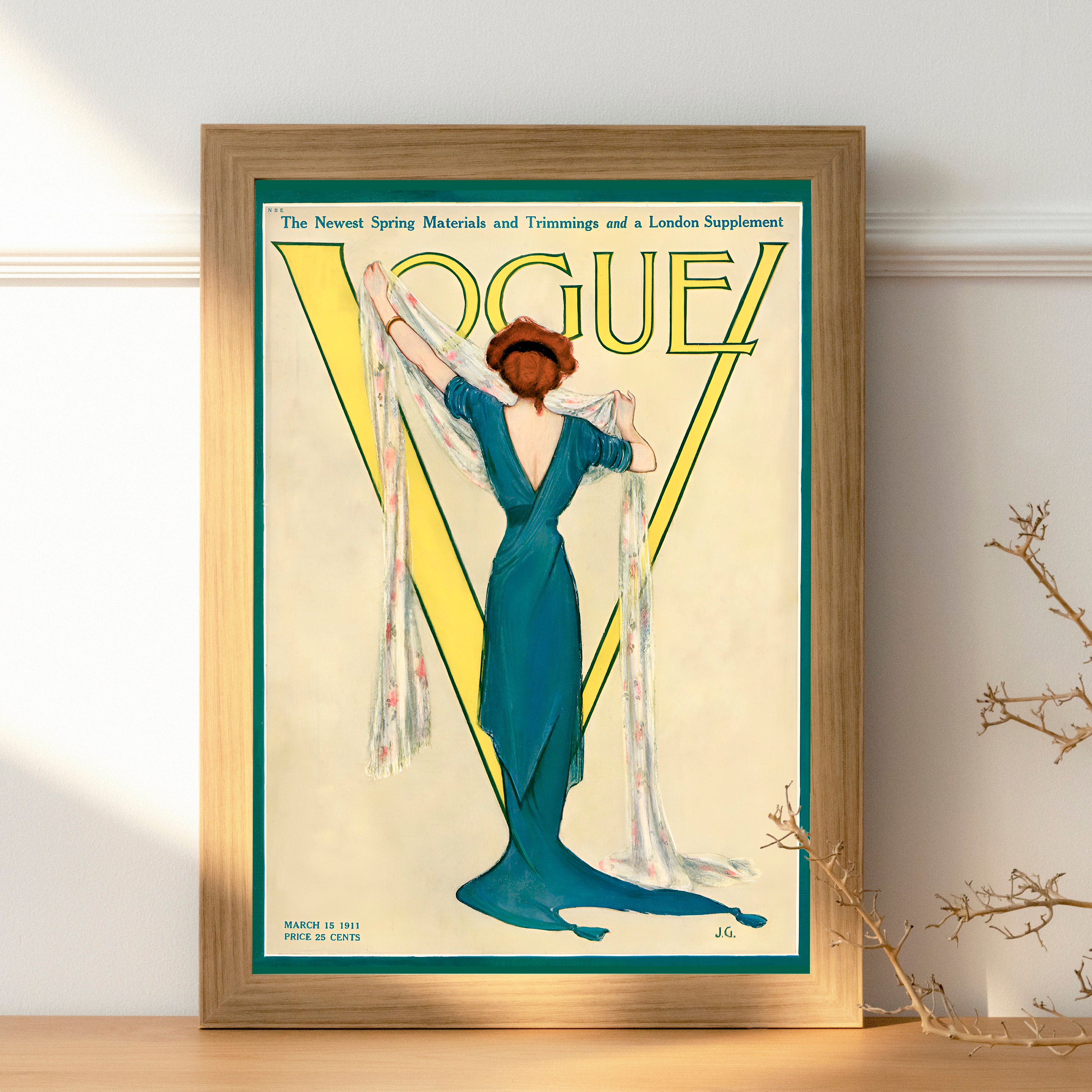 Vintage Vogue Cover Poster March 1911 Art Nouveau Fashion Illustration ...