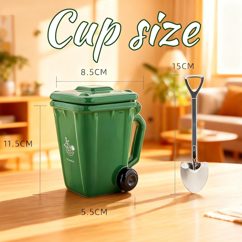 Mini Trash Can Mug With Lid & Spoon | Cute Garbage Bin Cup for Coffee ...